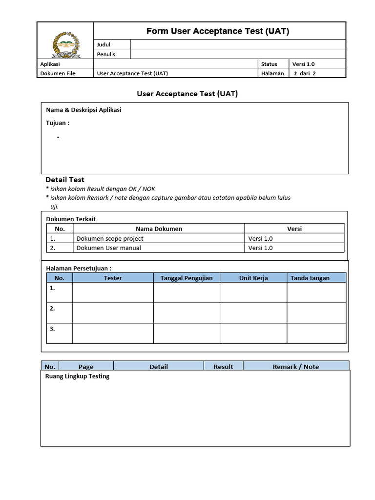 Template Uat | PDF