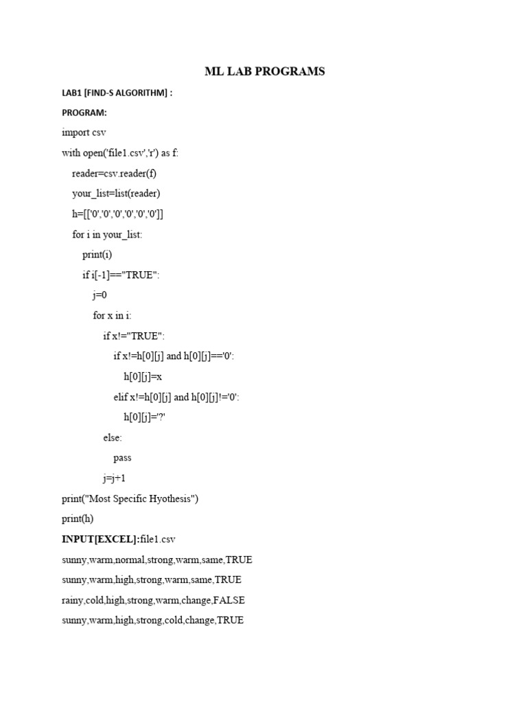 ML Lab Programs | PDF | Accuracy And Precision | Statistical Classification
