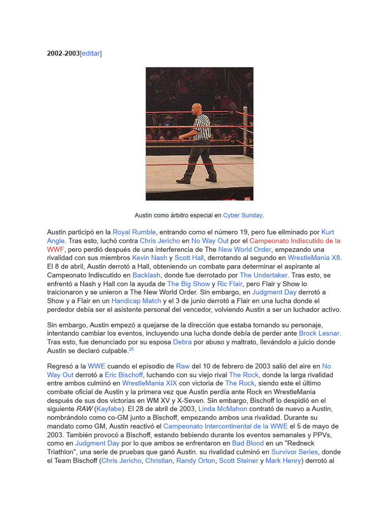 Stone Cold: Rivalidades y Regresos 2002-2003 | PDF | Stone Cold Steve ...