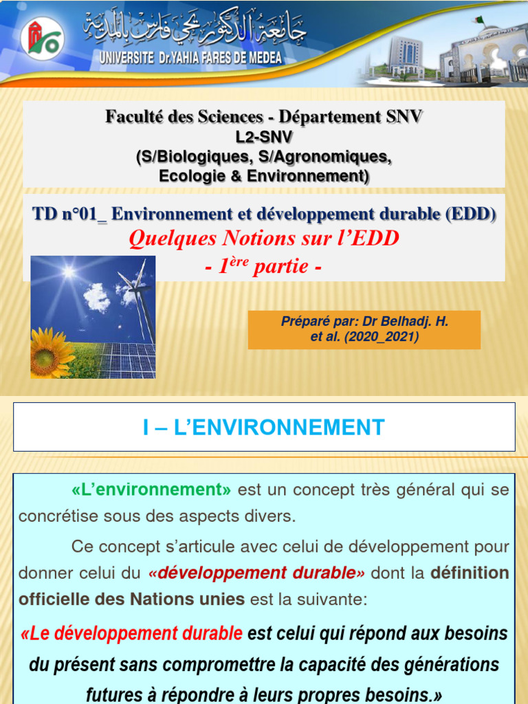 TD1-Partie1 Environnement Et Développement Durable | PDF