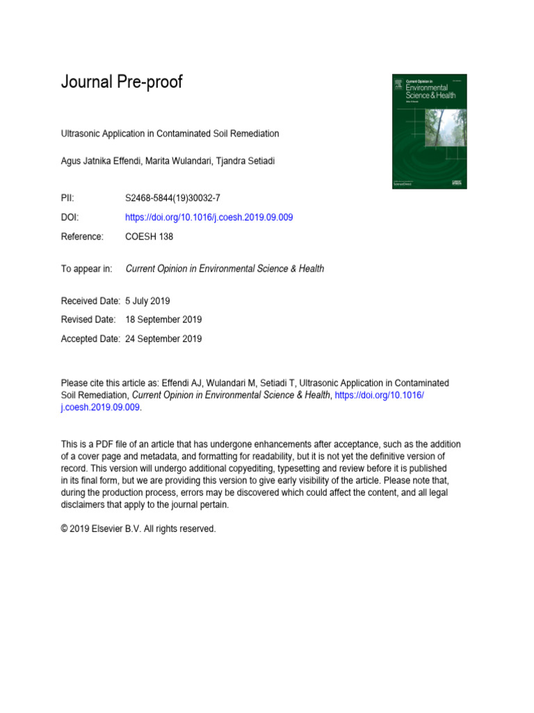 Ultrasonic Soil Remediation Techniques | PDF | Ultrasound ...