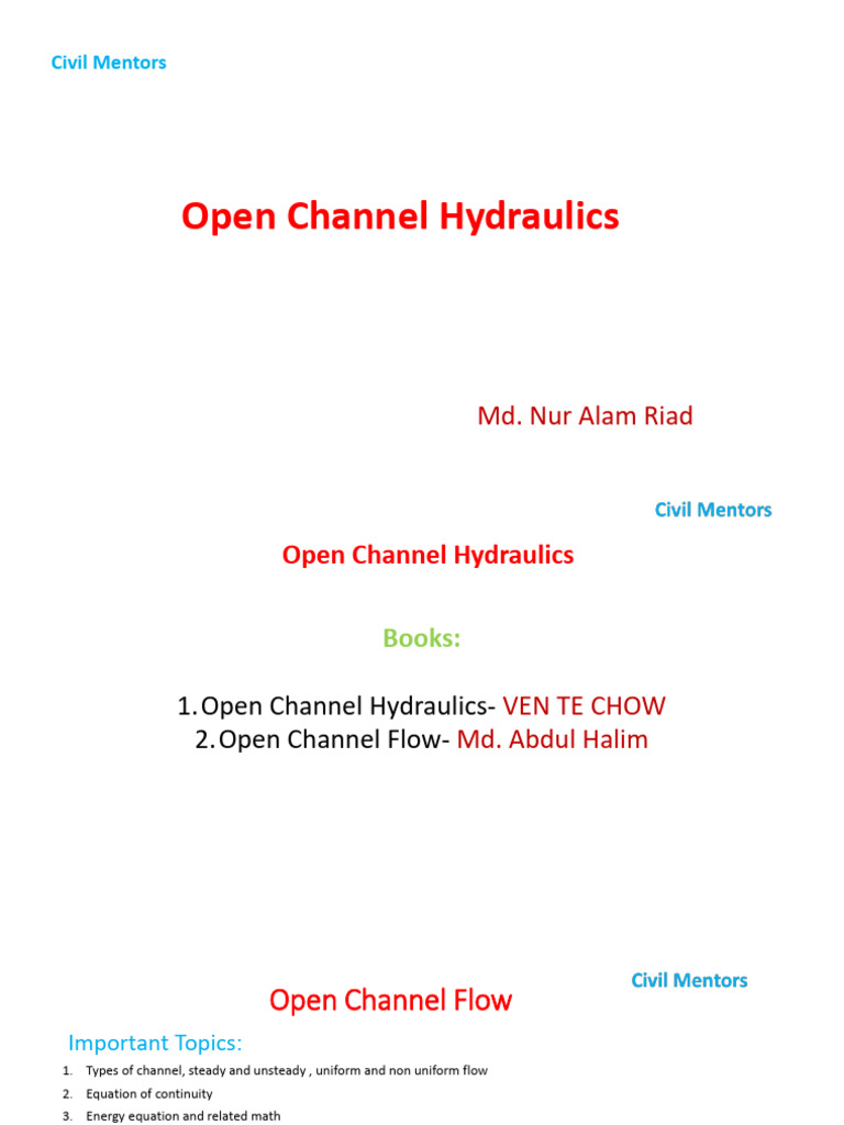 Open Channel Flow PDF | PDF | Fluid Dynamics | Mechanical Engineering