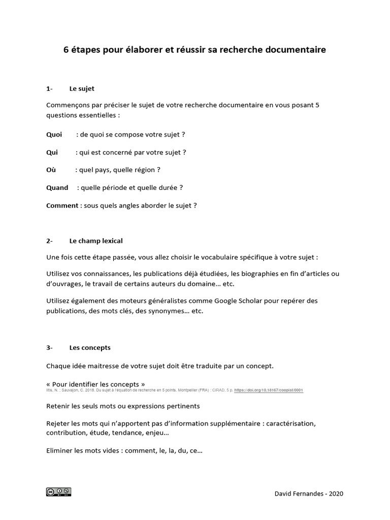 Réussir sa recherche documentaire en 6 étapes | PDF | Recherche d ...