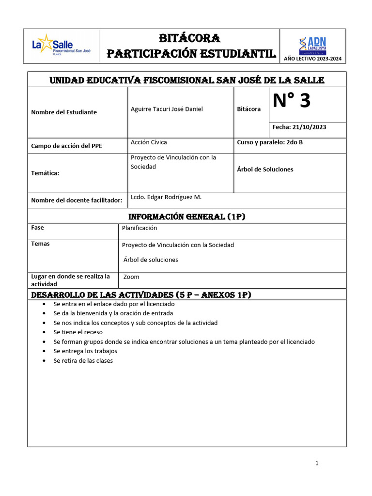 Bitacora#3 Aguirre José | PDF | Crecimiento personal y profesional