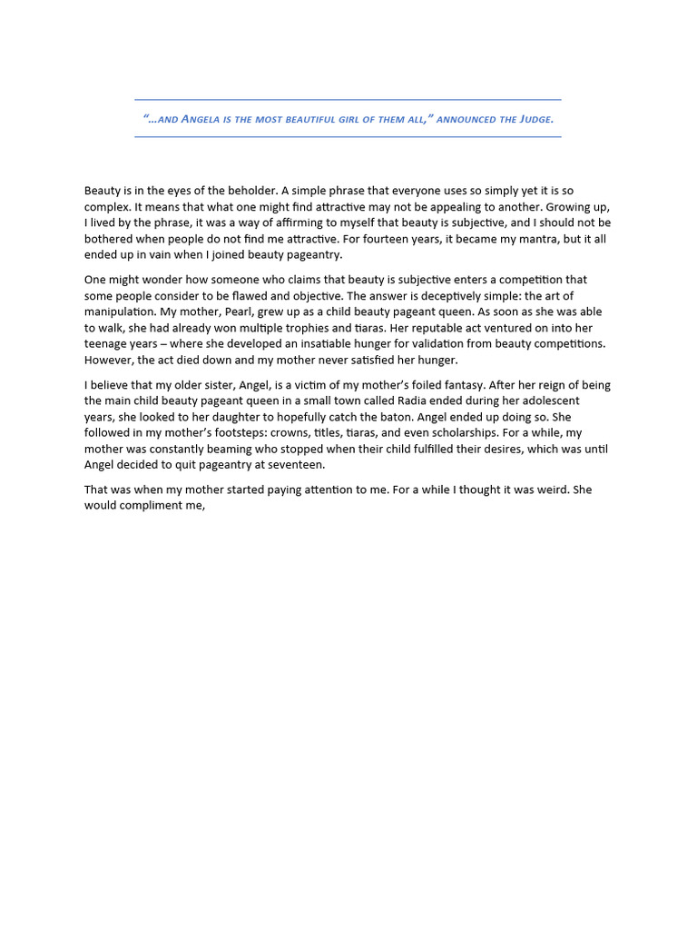 The Subjectivity of Beauty in Pageantry | PDF