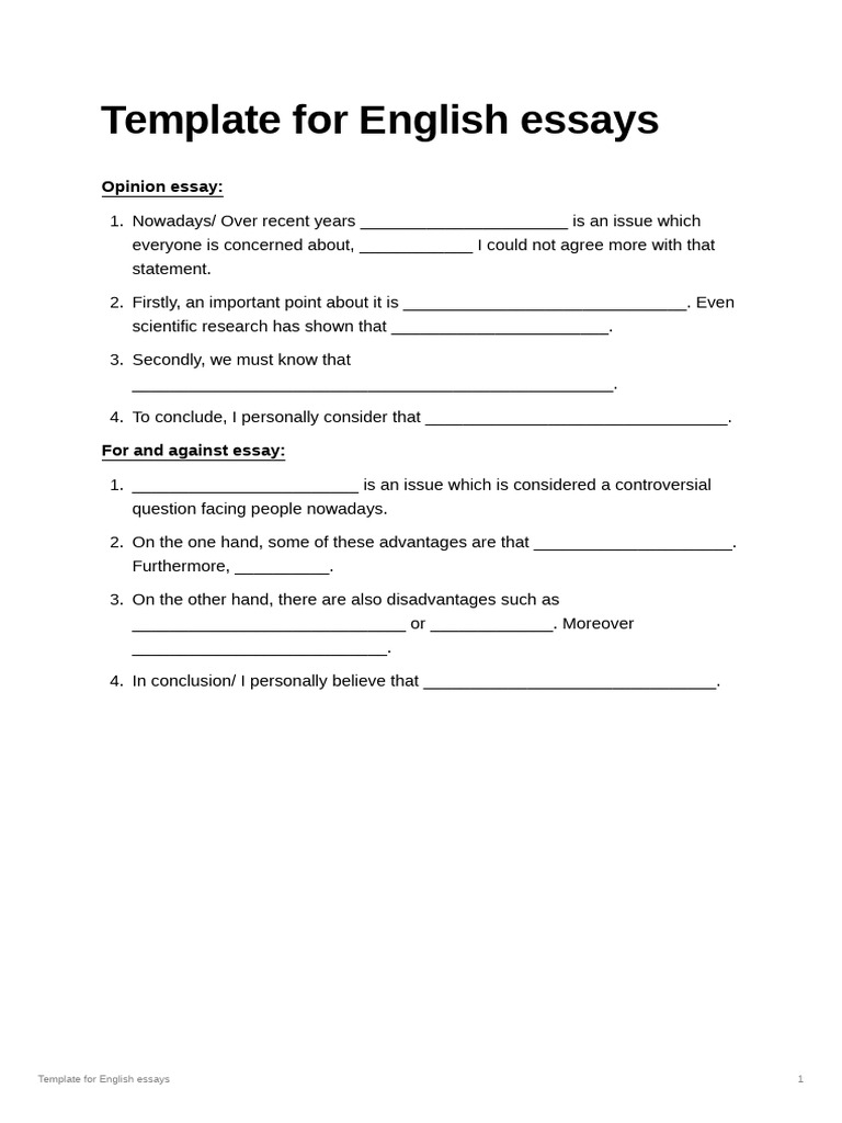 English Essay Writing Template | PDF | Career & Growth