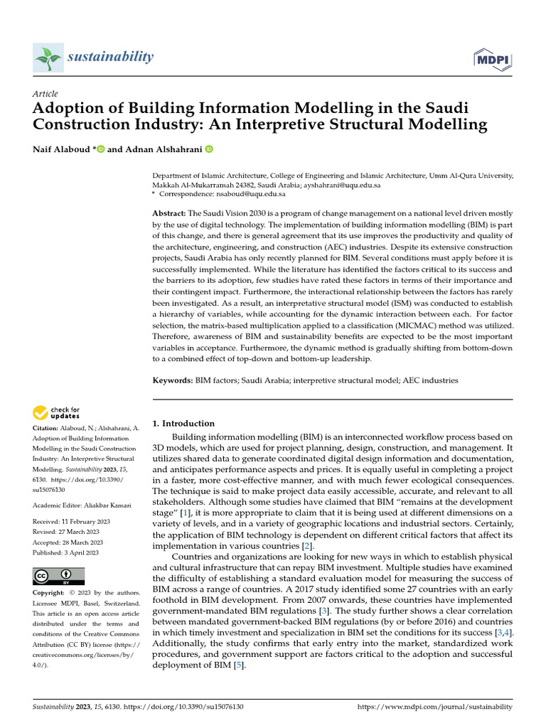 7 Adoption of Building Information Modelling in The Saudi Construction ...