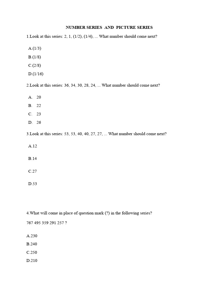 Number and Picture Series Questions | PDF