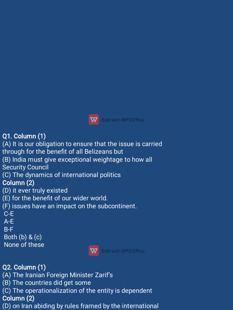 Match The Column Practice | PDF