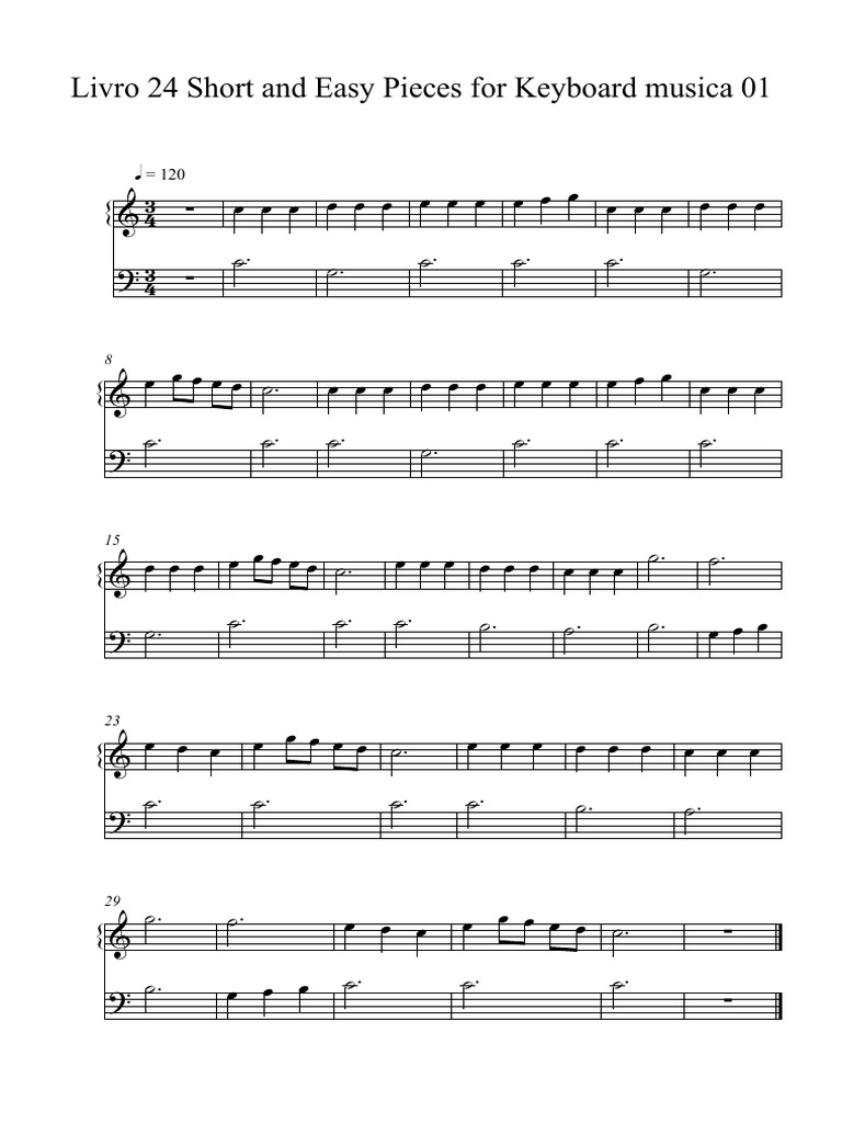 24 Short and Easy Pieces For Keyboard, Op1 n01 - Partitura Completa | PDF