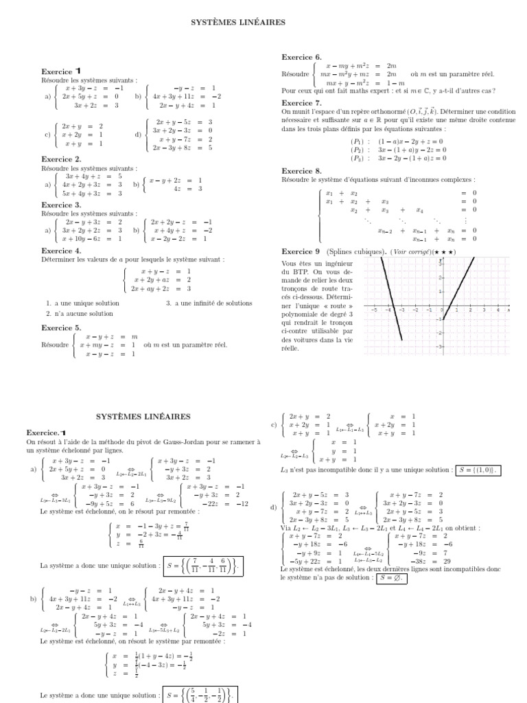 Résolution de systèmes linéaires complexes | PDF | Équations ...