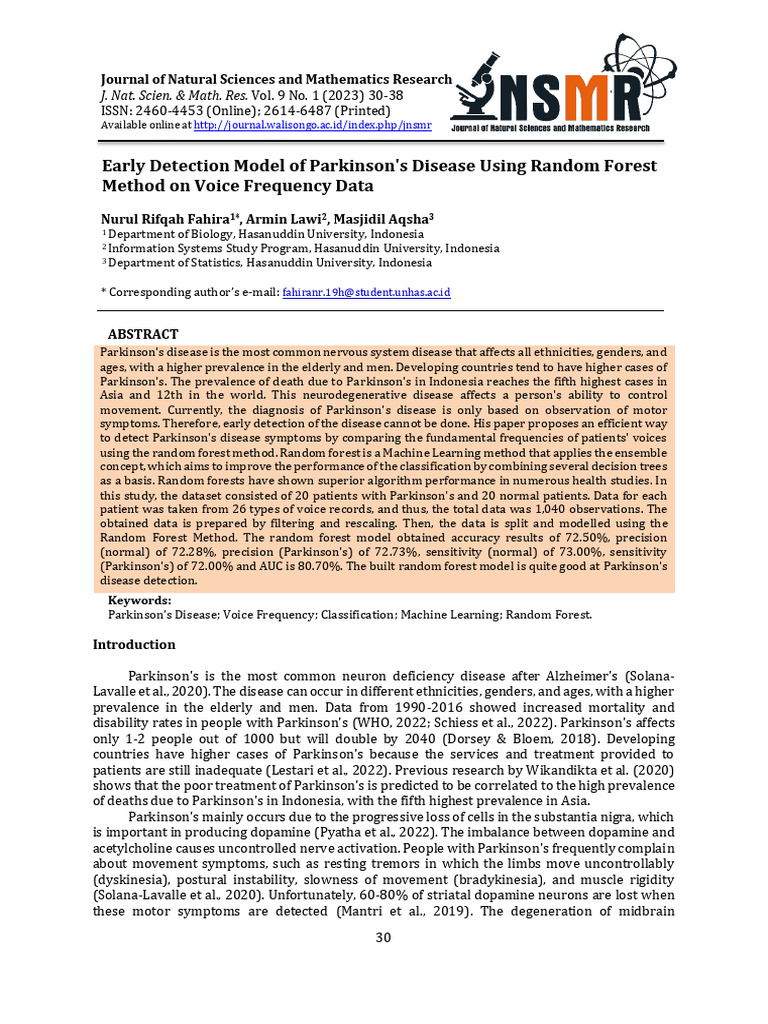 Parkinson | PDF | Receiver Operating Characteristic | Sensitivity And Specificity
