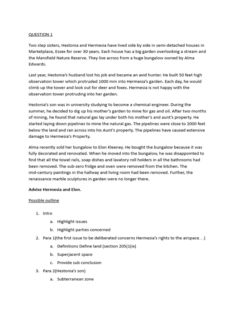 Land Law I - Tutorial 1 | PDF