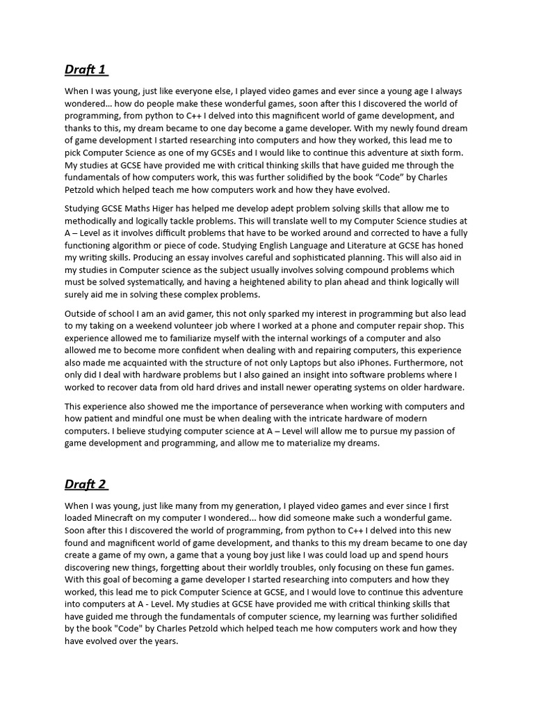 Personal Statement - AD | PDF | Science | Computer Programming