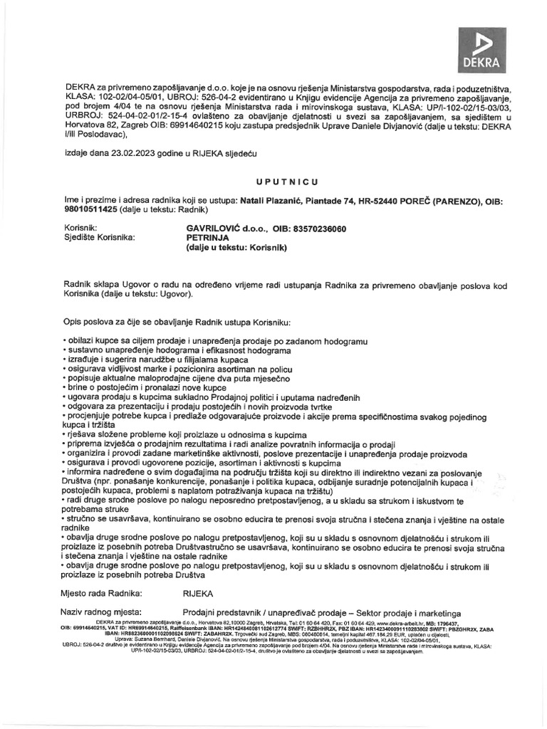 Uputnica - Natali Plazanić | PDF