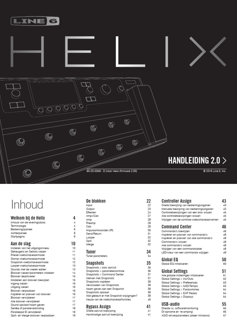 Helix 2.0 Owners Manual - Rev D - Dutch | PDF