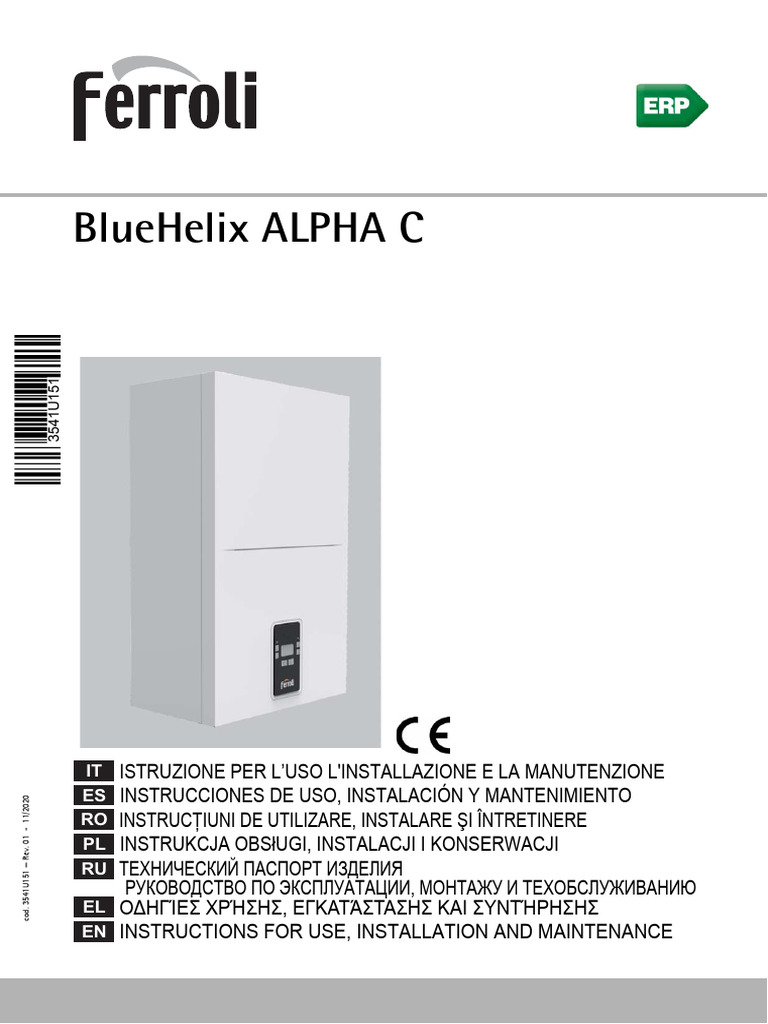 Caldera Gas Bluehelix Alpha Manual Instalacio y Uso | PDF