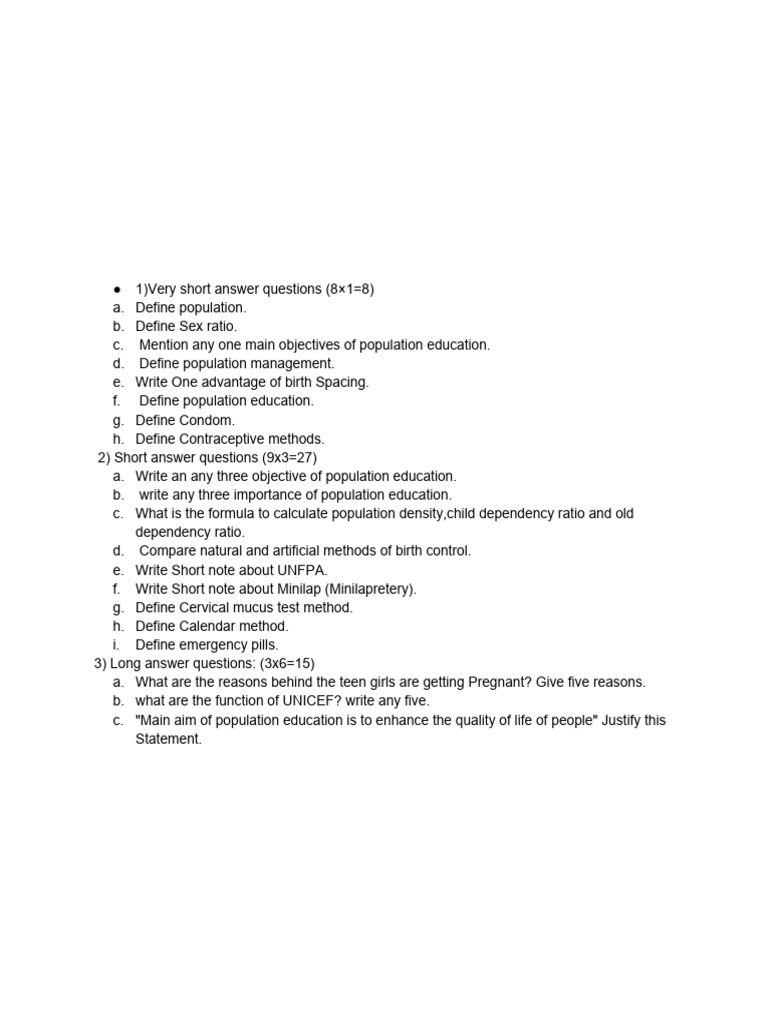 Population Class 9 | PDF