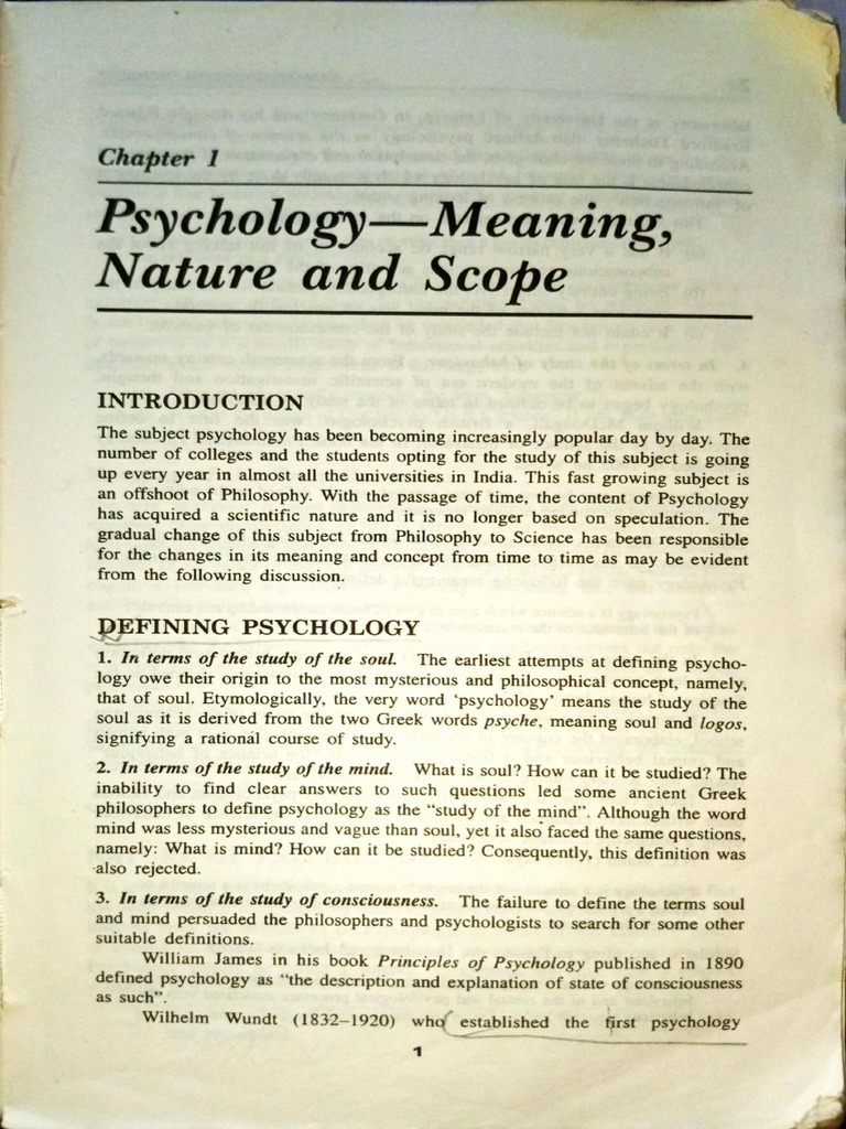 Psychology - Meaning, Nature and Scope | PDF | Psychology | Science