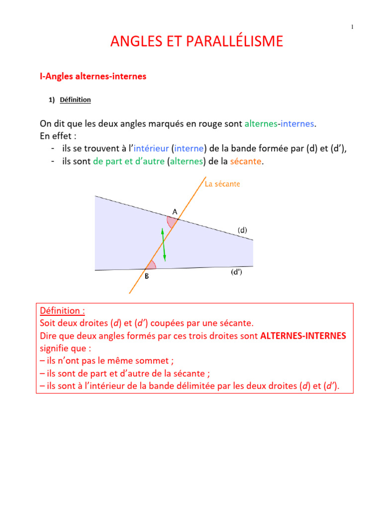 Cours Angle Et Parallelisme | PDF