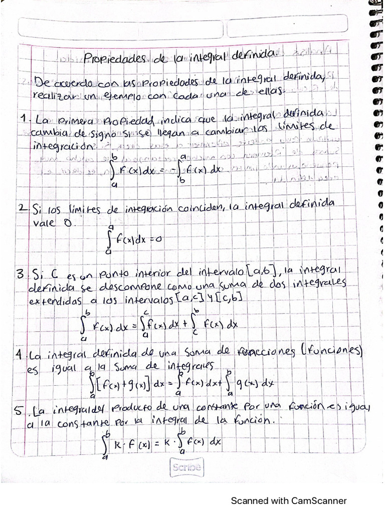Propiedades de La Integral Definida | PDF Propiedades de La Integral Definida | PDF