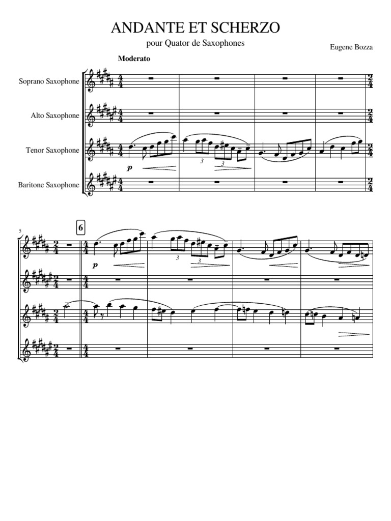 Andante From Andante Et Scherzo by Eugene Bozza | PDF | Saxophone | Performing Arts
