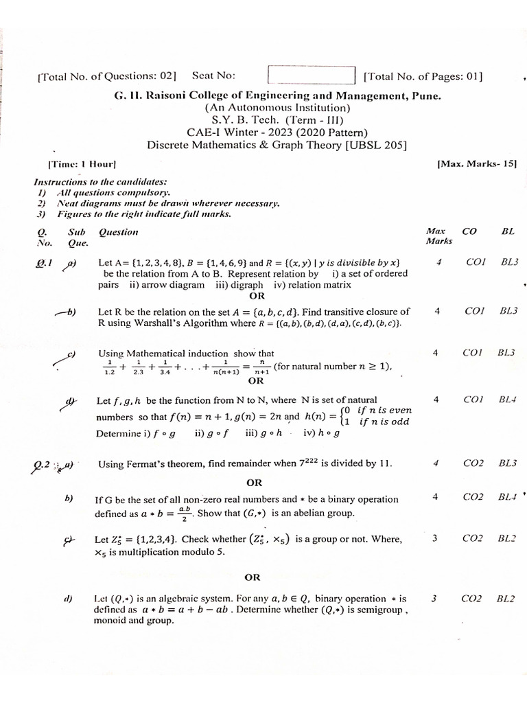 CAE Question Paper | PDF