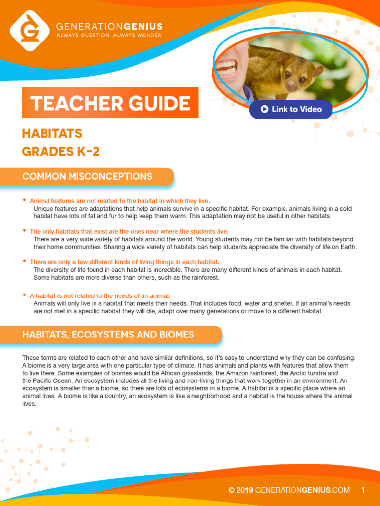 Habitats Teacher Guide GG | PDF | Habitat | Ecosystem