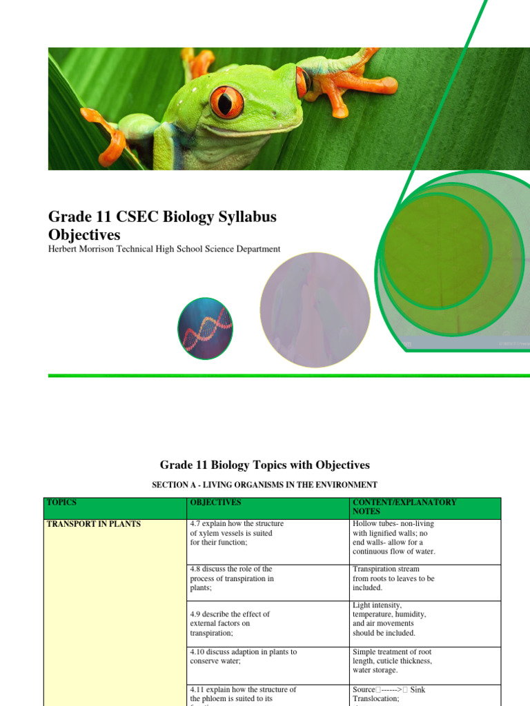 Biology Curriculum Guide Grade 11 | PDF
