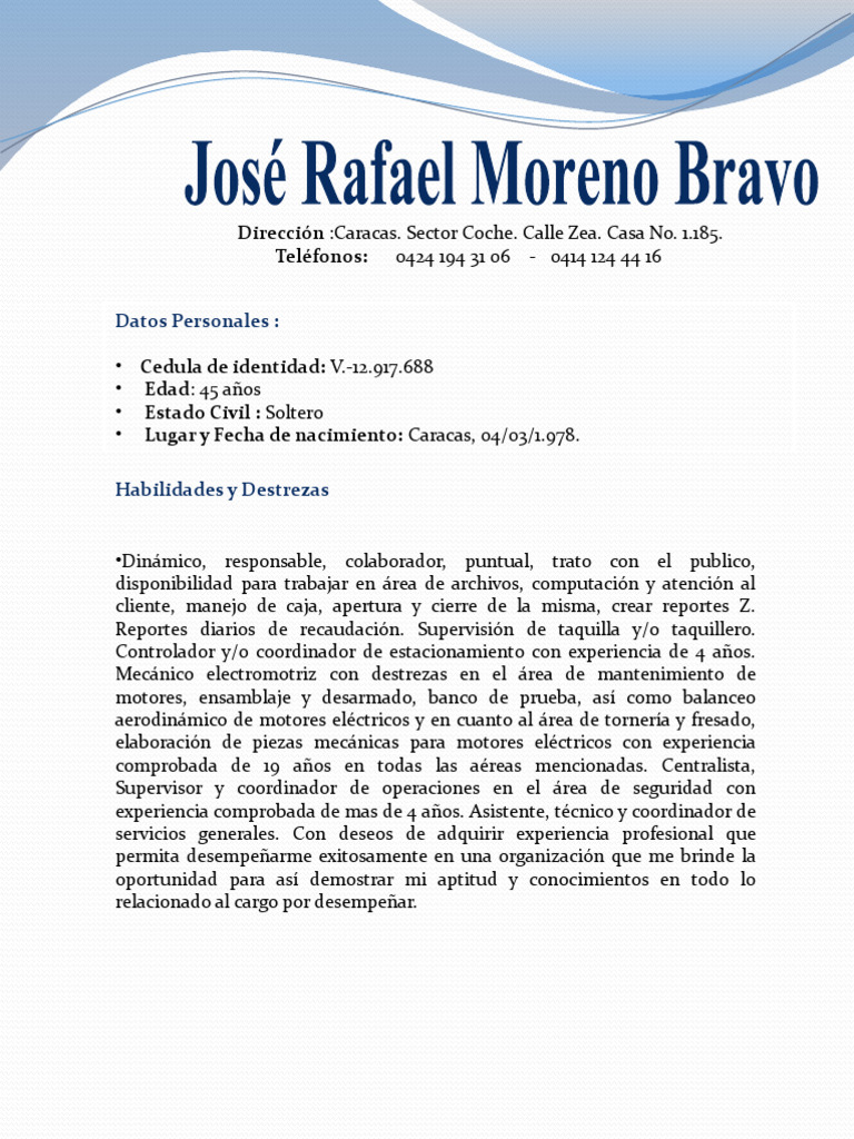 Curriculum Jose Moreno | PDF