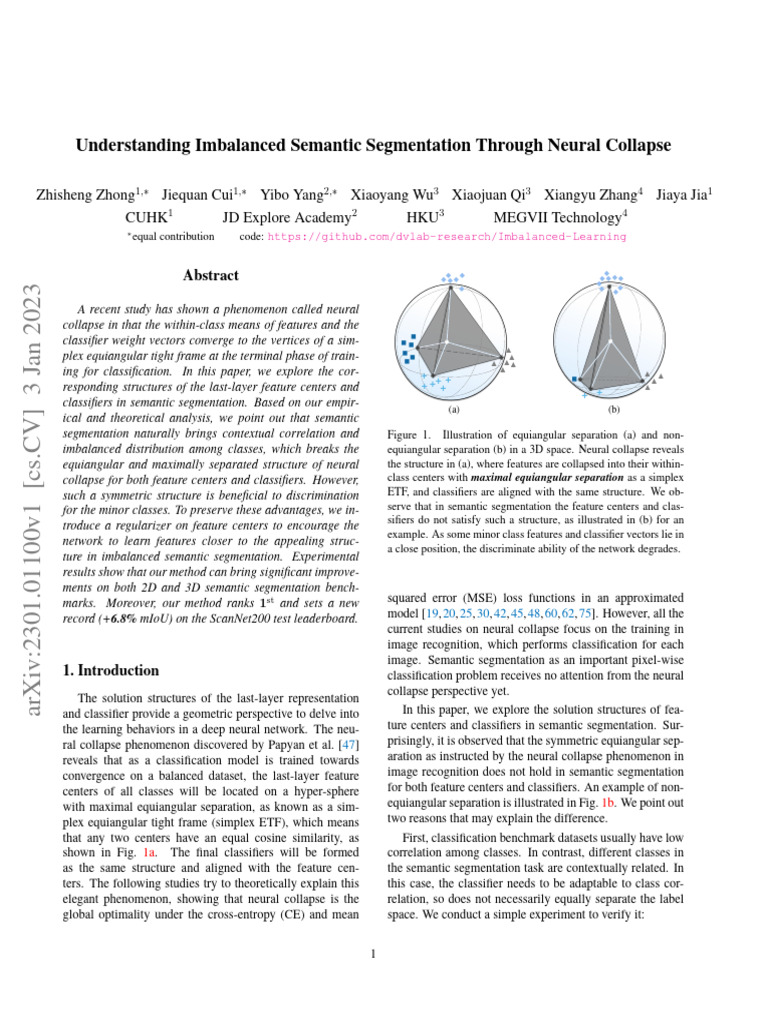 Semantic Segmentation & Neural Collapse | PDF | Image Segmentation | Statistical Classification