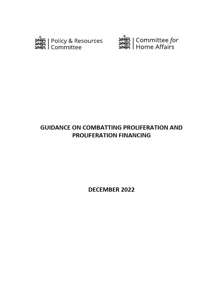 Guidance On Combatting Proliferation and Proliferation Financing ...