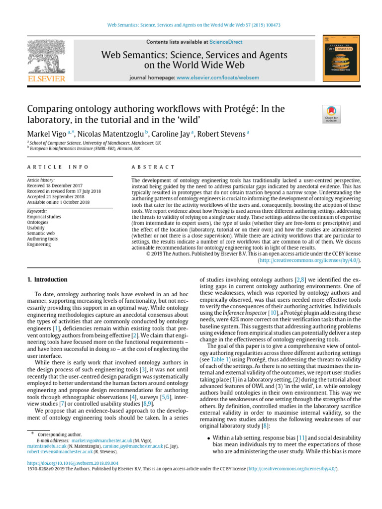 Comparing Ontology Authoring Workflows With Prot G in T 2019 Journal of ...