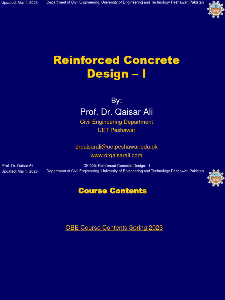 Lecture 01 - Introduction To Reinforced Concrete Design (Updated 01-03 ...