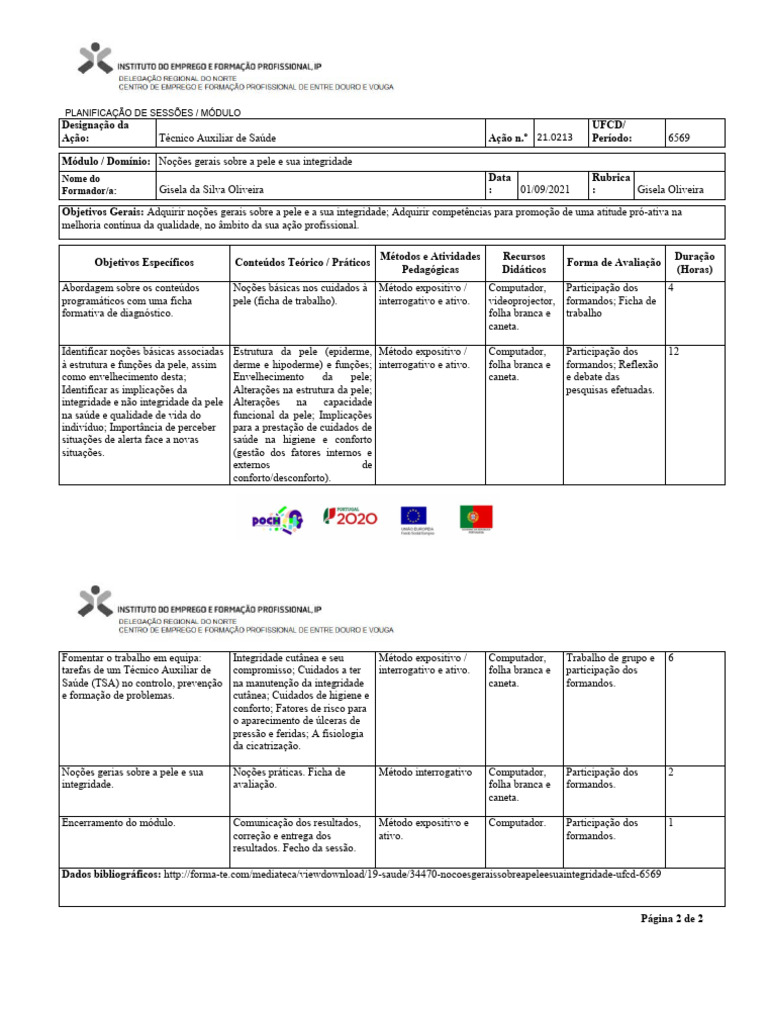 Plano de Sessão UFCD 6569 | PDF | Pele