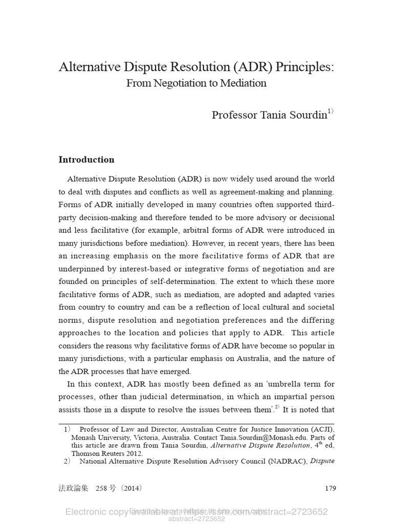 Facilitative ADR Trends in Australia | PDF | Alternative Dispute ...