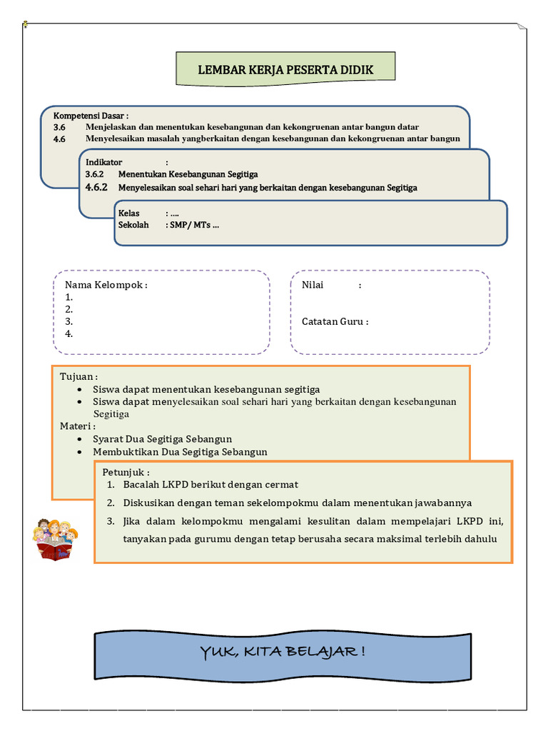 Form 10 - LKPD Kesebangunan Segitiga 1 | PDF