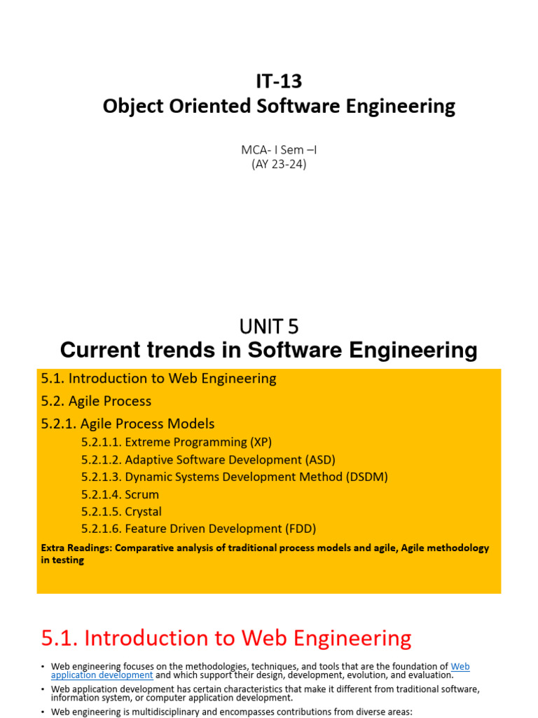 OOSE UNIT 5 Current Trends in SE | PDF | Scrum (Software Development) | Agile Software Development