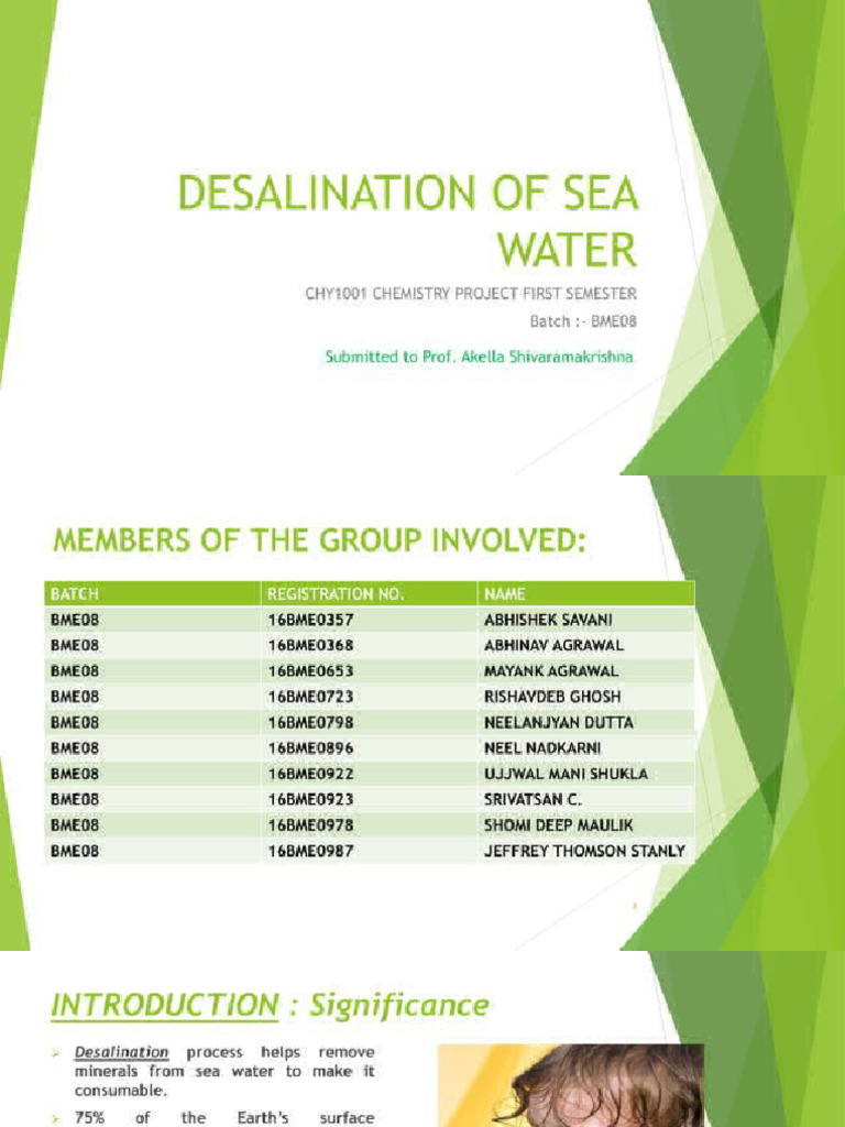 Desalination of Sea Water | PDF