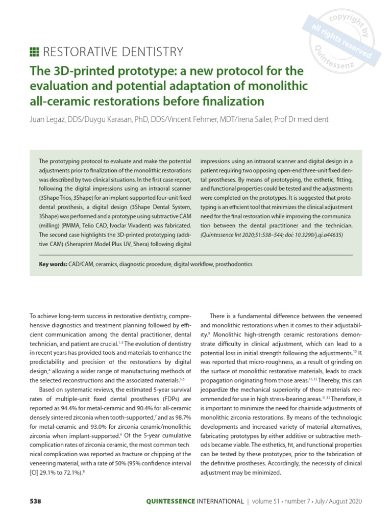 The 3d-Printed Prototype A New Protocol For The Evaluation and ...
