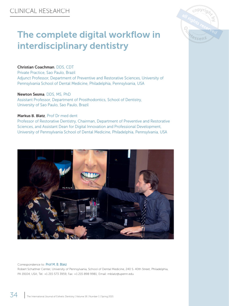 The complete digital workflow in interdisciplinary dentistry. | PDF ...