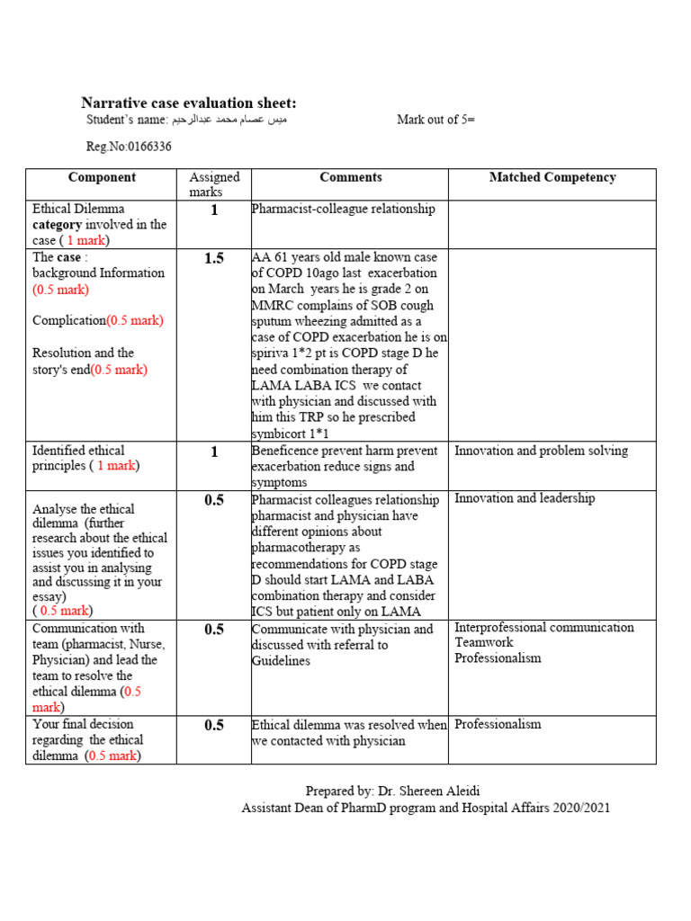 Narrative Case Evaluation | PDF | Chronic Obstructive Pulmonary Disease ...