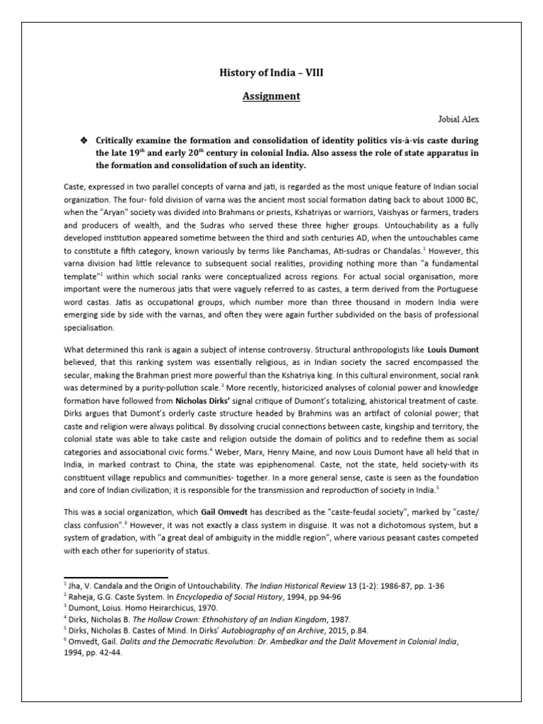 Caste Identity Assnmt | PDF