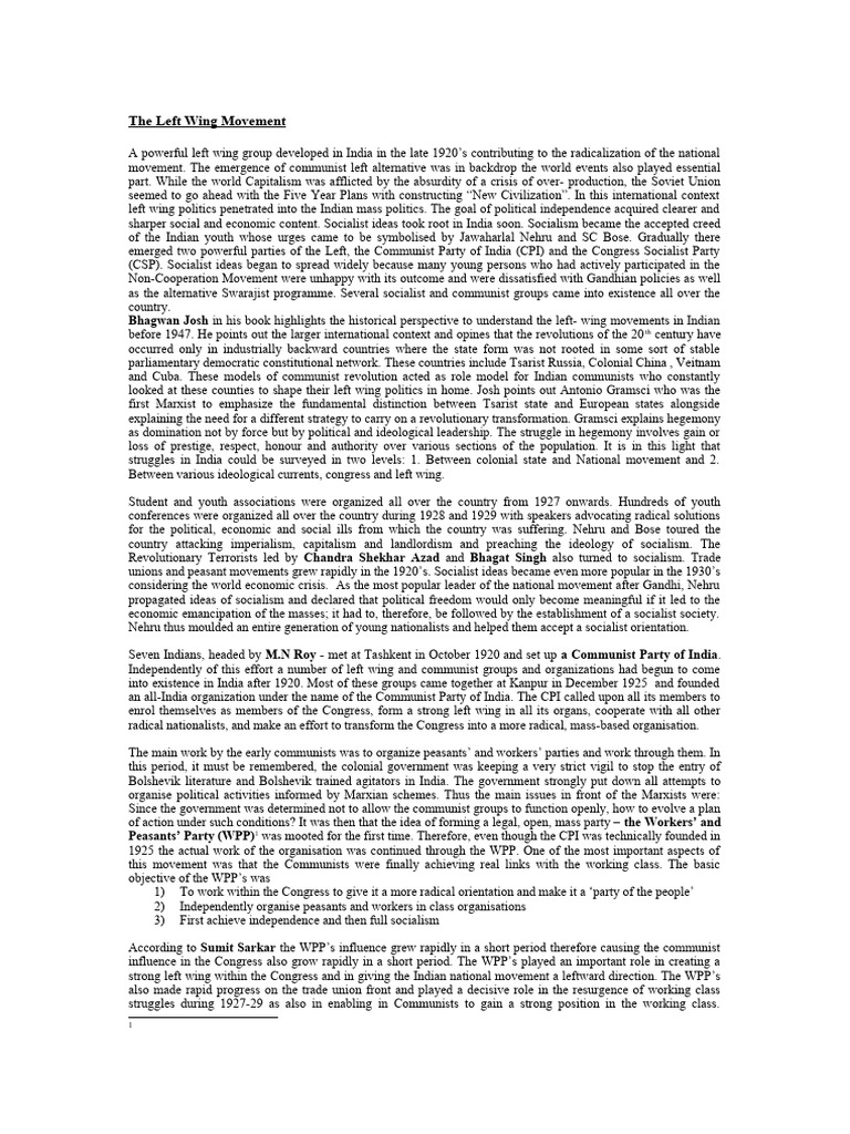 The Left Wing Movement | PDF