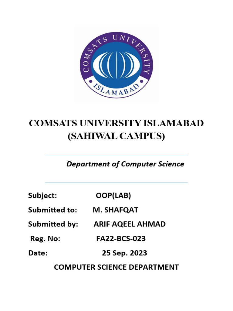 Assignment 01 OOP | PDF | Systems Engineering | Software Assignment 01 OOP | PDF | Systems Engineering | Software