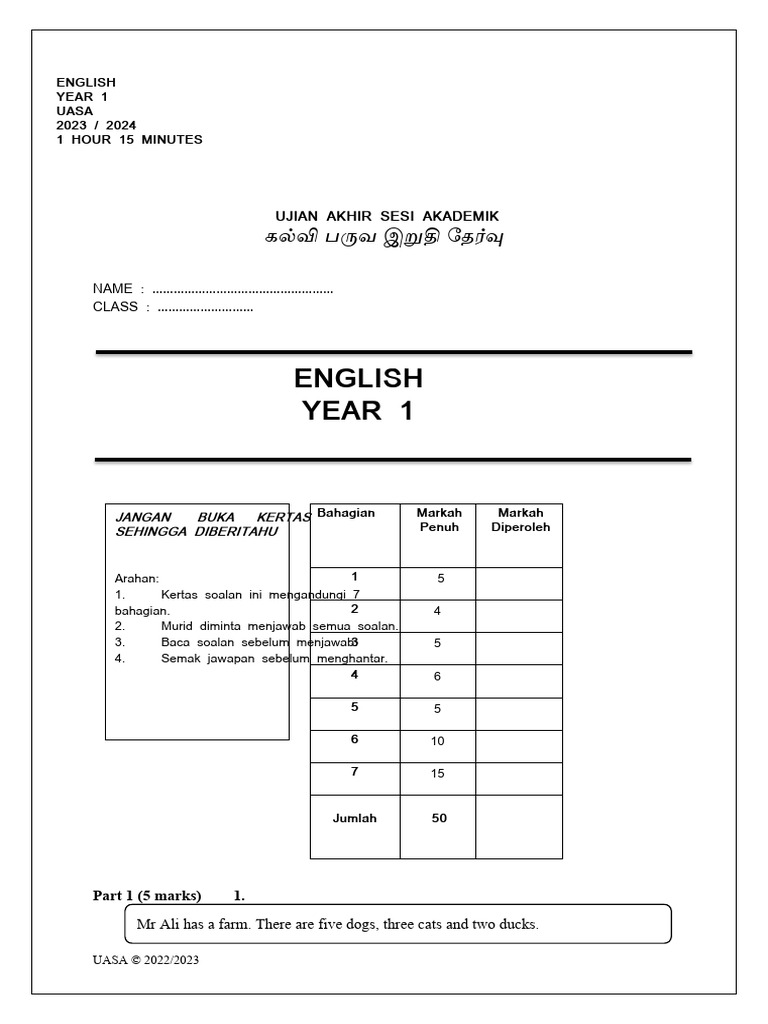 English Uasa 2024 | PDF | Toys | Animals And Humans