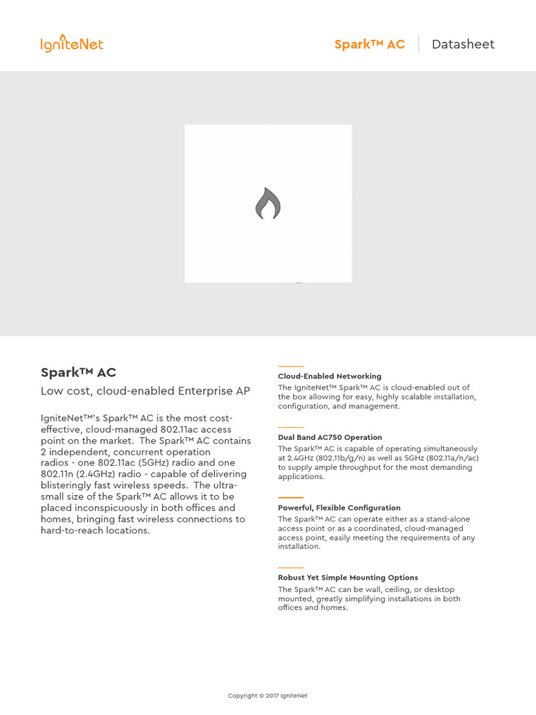 Spark Datasheet | PDF | Ieee 802.11 | Wireless Access Point