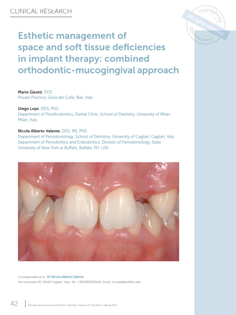 Esthetic Management of Space and Soft Tissue Deficiencies in Implant ...