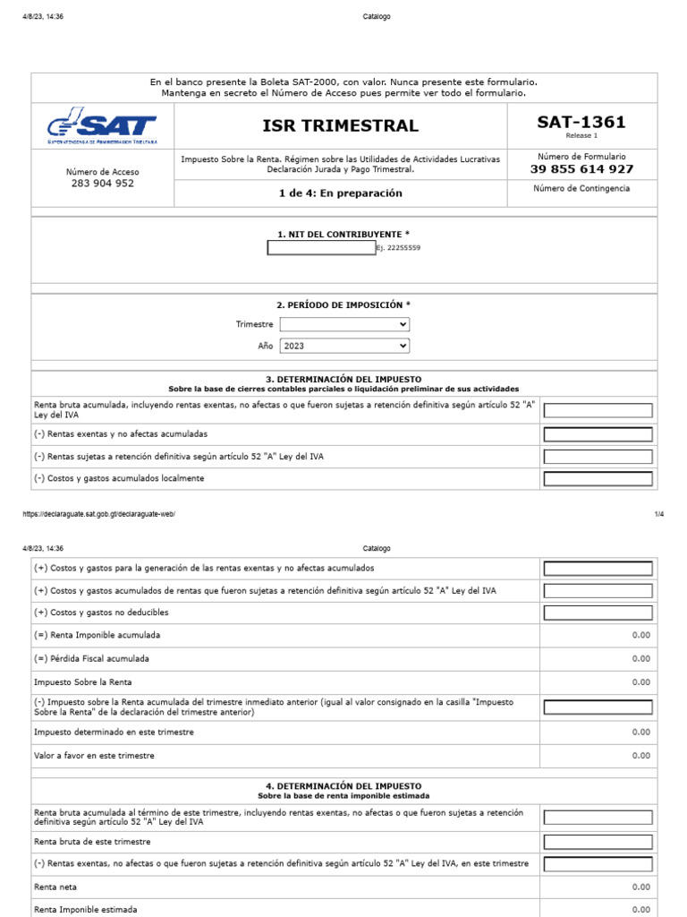 Sat 1361 Isr Trimestral | PDF | Impuesto sobre la renta | Impuestos