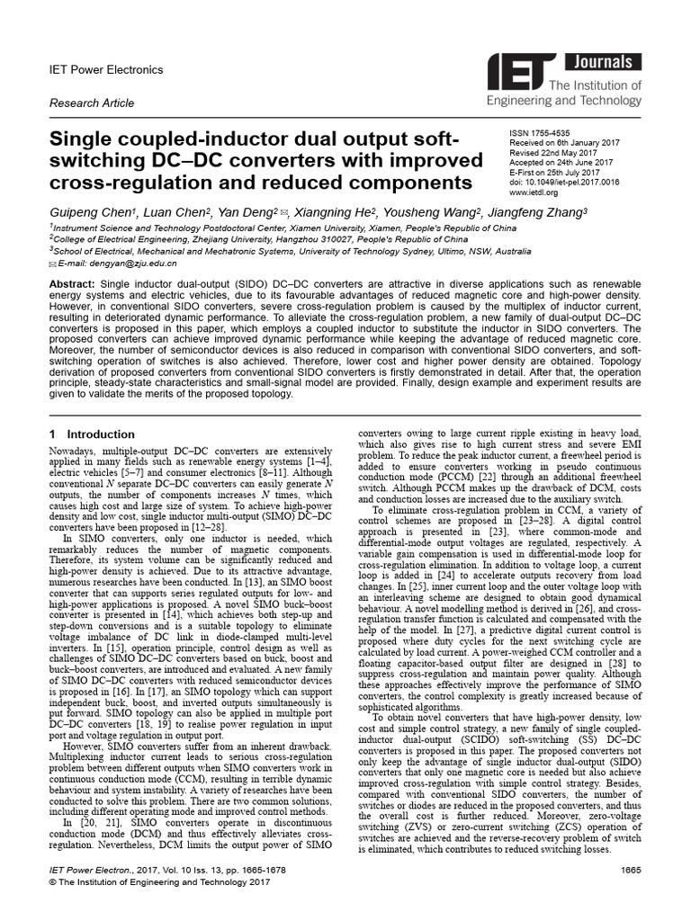 IET Power Electronics - 2017 - Chen - Single Coupled Inductor Dual Output Soft Switching DC DC ...
